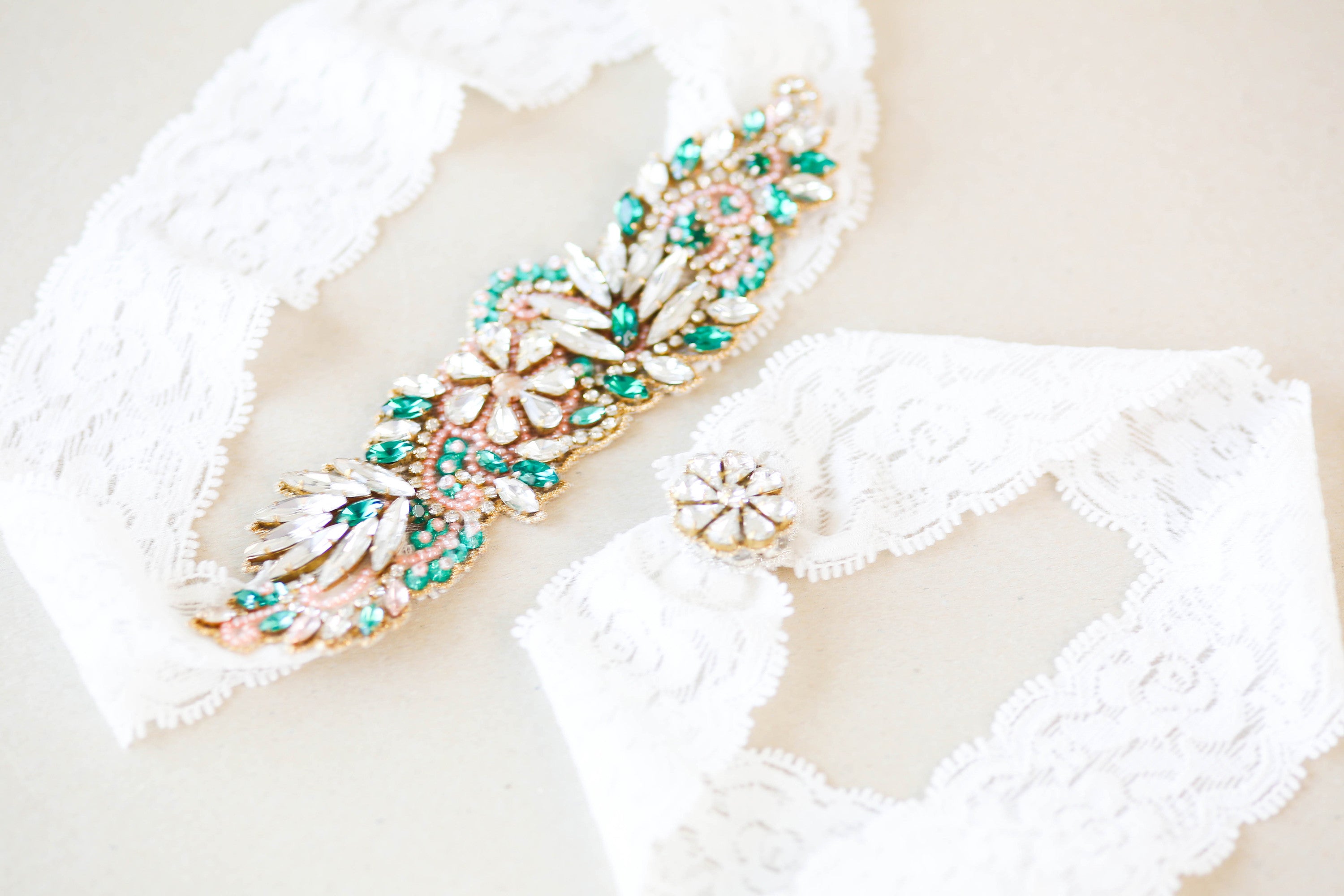 green wedding garter